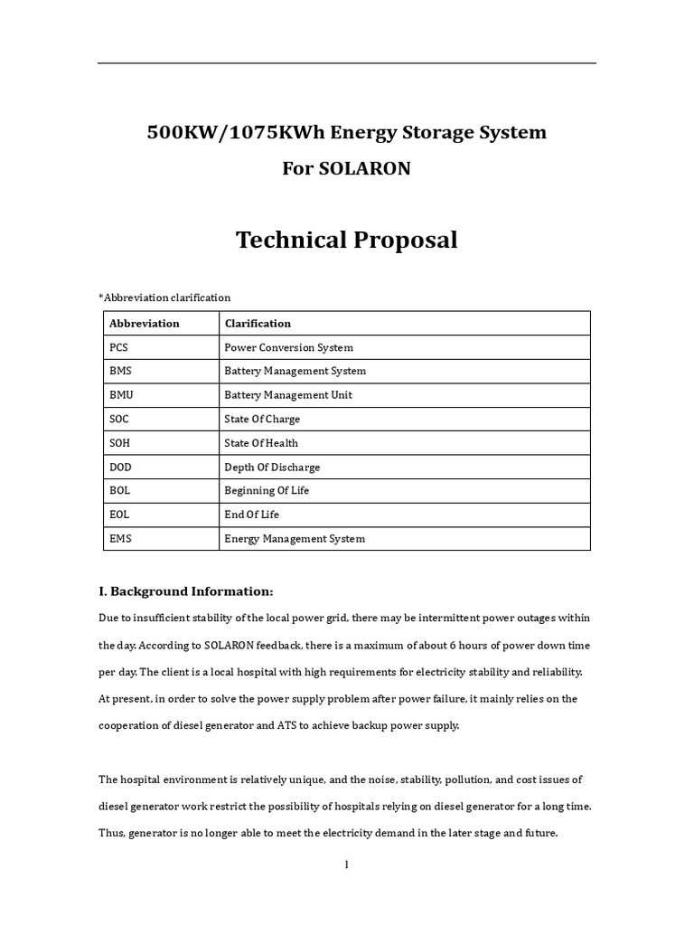 ES100-2 Energy Storage System Proposal To SOLARON-20230607 | PDF ...