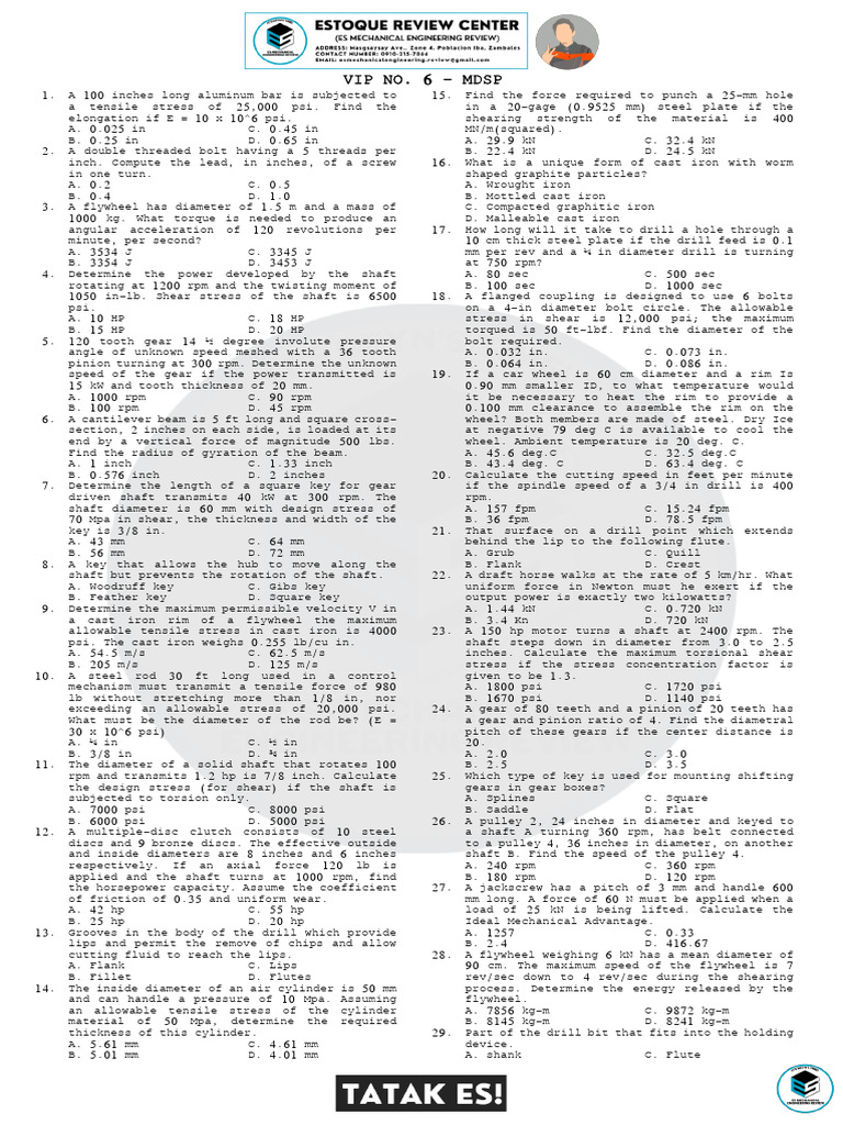 Vip No.6 - MDSP | PDF | Gear | Stress (Mechanics)