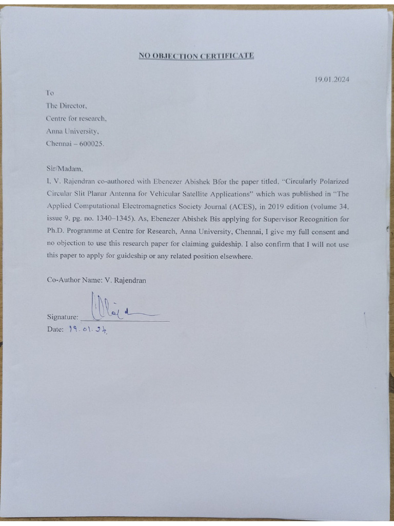 No Objection Certificate | PDF