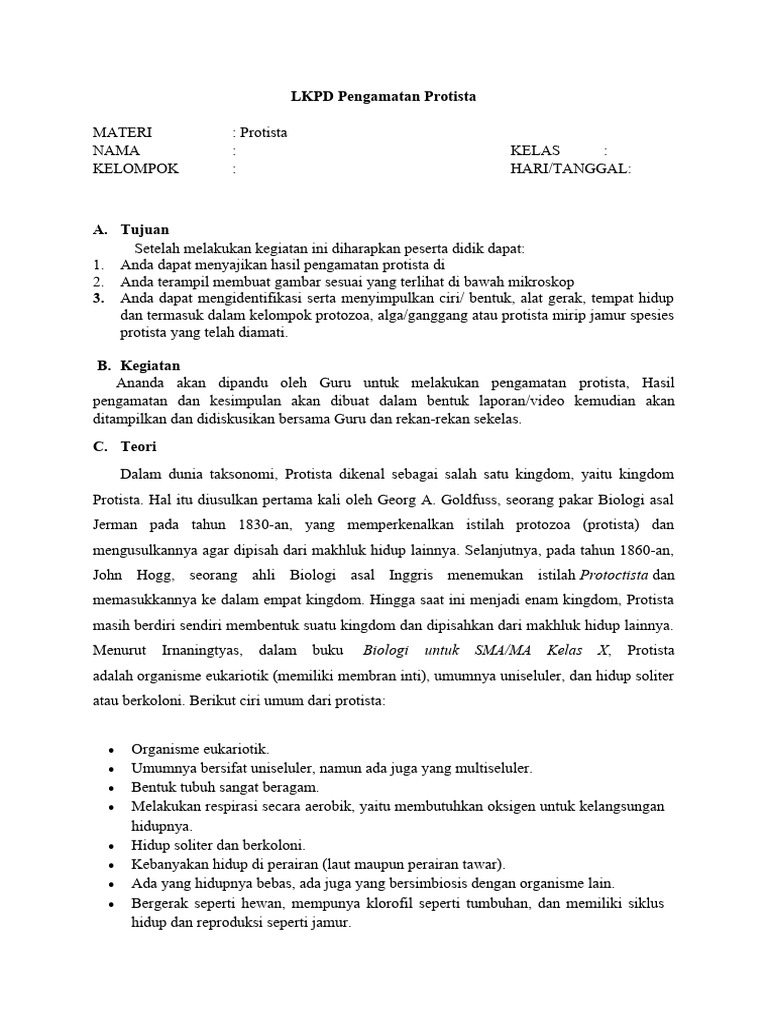 Lkpd Protista | PDF