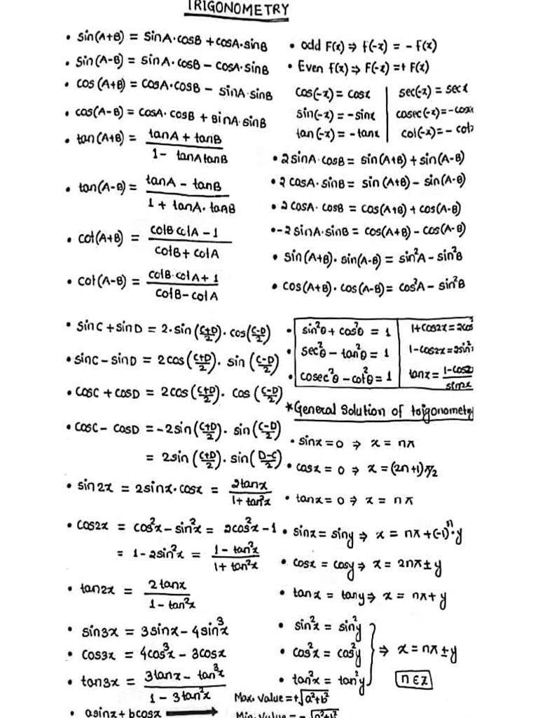 Trigonometric Formulas | PDF