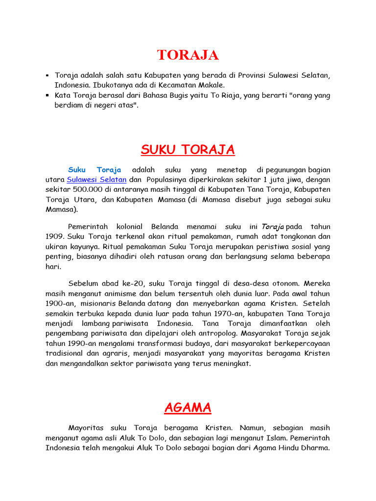 Suku Toraja | PDF | Sejarah