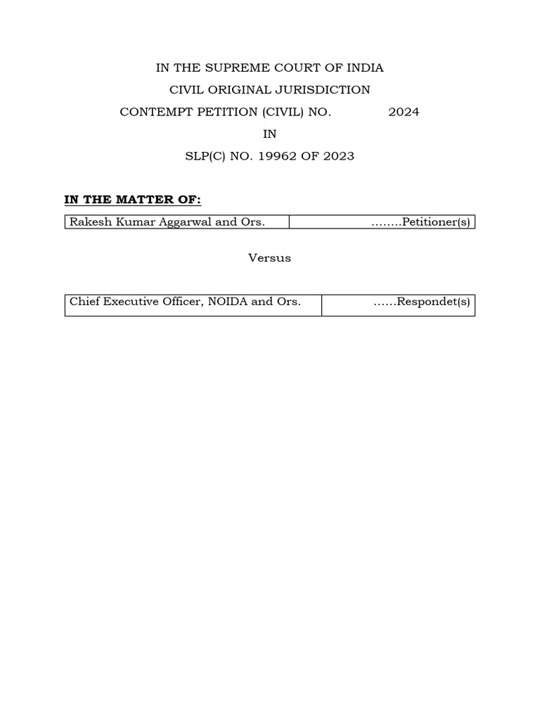 Contempt Petition New | PDF | Contempt Of Court | Supreme Court Of India