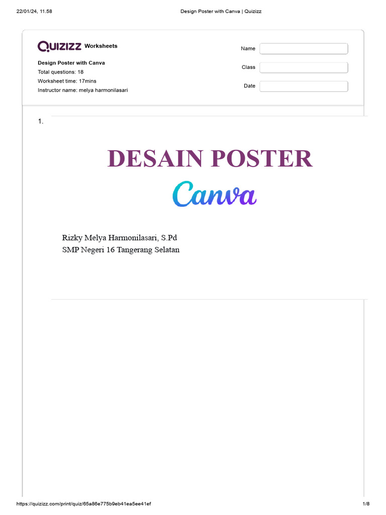 Design Poster With Canva - Quizizz | PDF