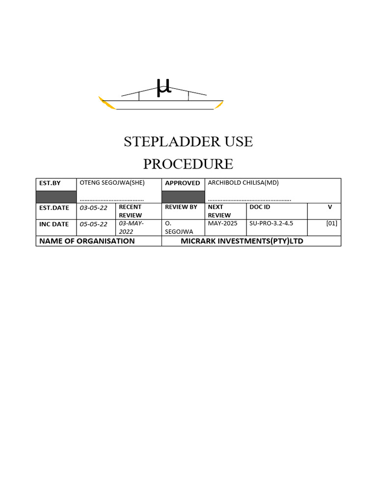Stepladder Use Procedure | PDF | Ladder