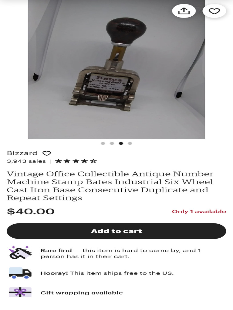 Vintage Office Collectible Antique Number Machine Stamp Bates - Etsy ...