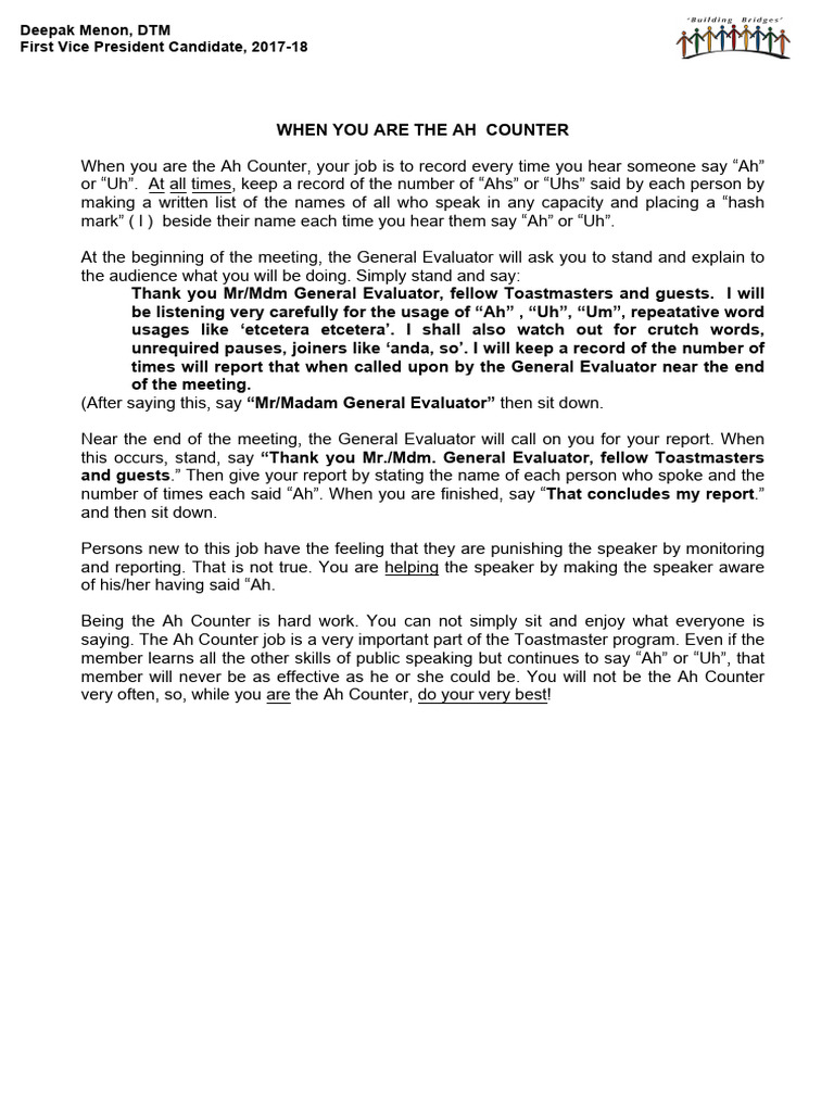 When You Are The Ah Counter 1 | PDF | Human Communication