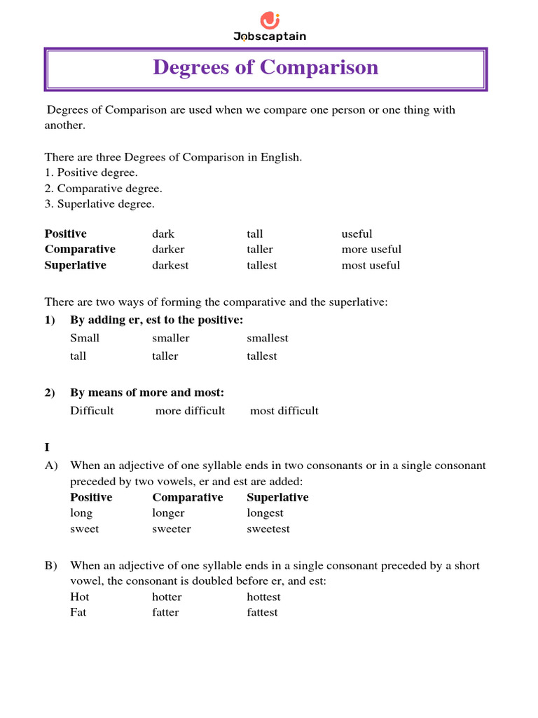 Degree of Comparison Exercise With Answers - Transformation | PDF | Teaching Methods & Materials