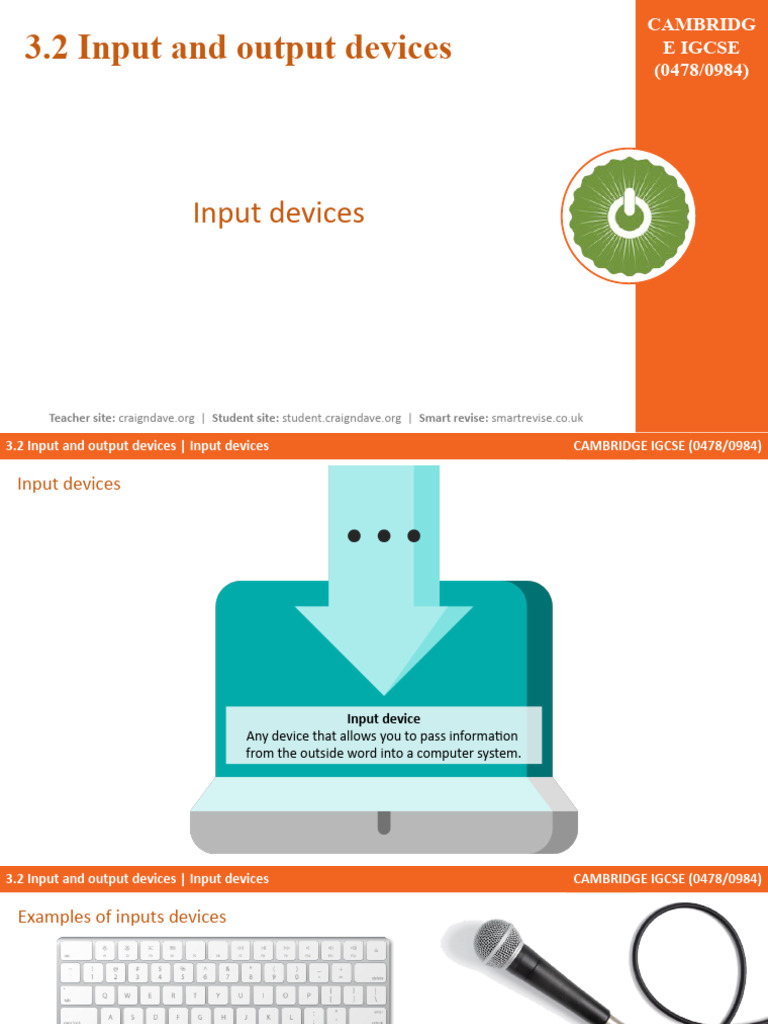 Cambridge Igcse (0478-0984) 3.2 Input Devices | PDF | Touchscreen | Image Scanner
