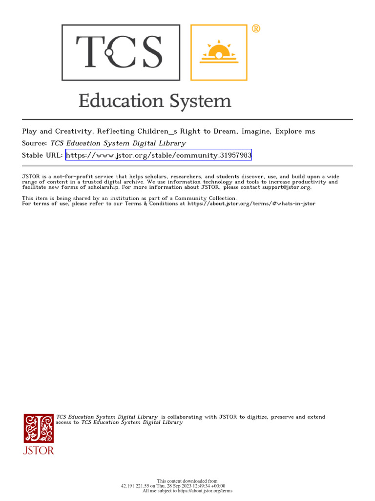 Play and Creativity. Reflecting Children - S Right To Dream, Imagine ...