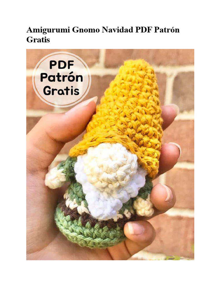 Patrón Gratis de Gnomo Amigurumi Navidad | PDF | Amigurumi | Tejer