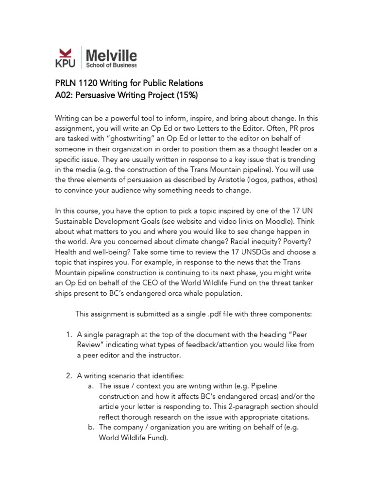 PRLN 1120 Persuasive Writing Assignment_2022 | PDF