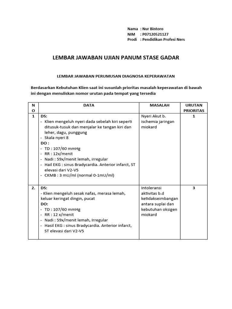Lembar Jawaban Gadar | PDF
