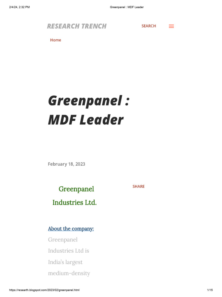 Greenpanel - MDF Leader | PDF