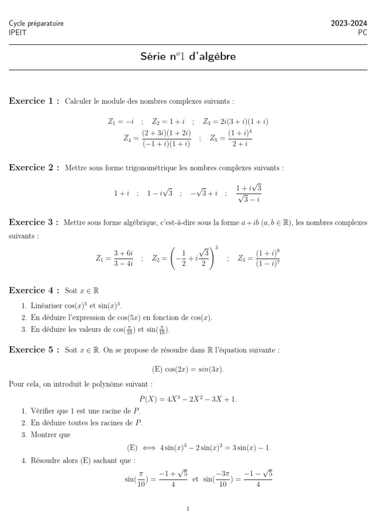 TD Complexe IPEIT 23 24-1 | PDF