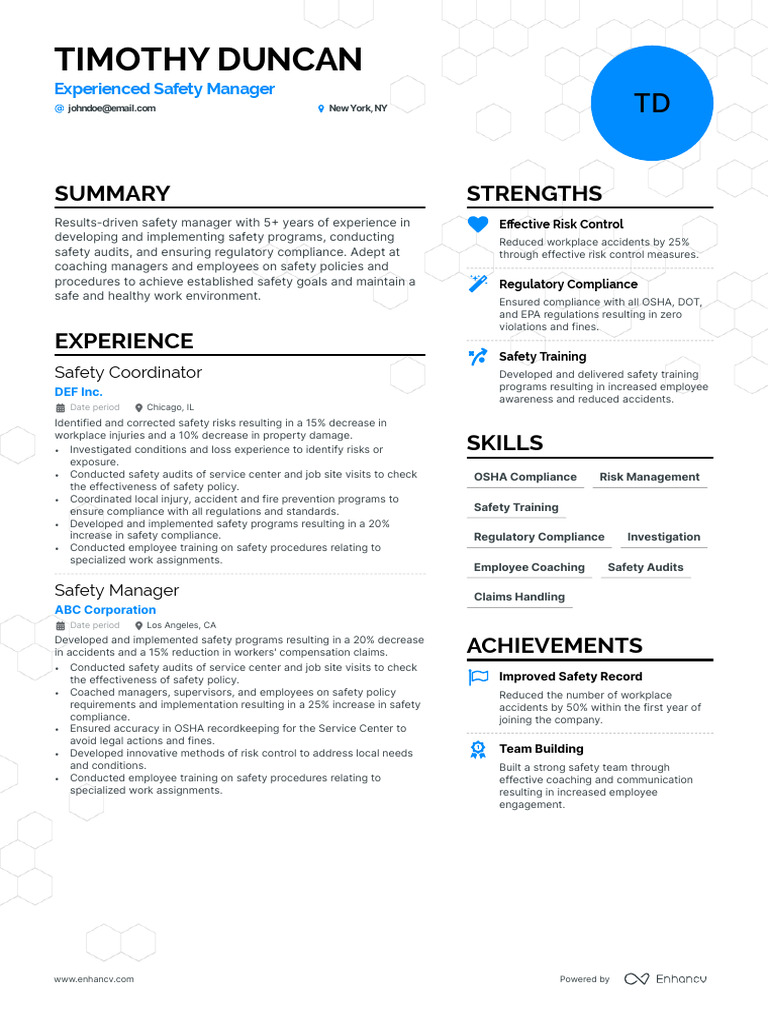 Timothy Duncan Resume | PDF | Occupational Safety And Health ...