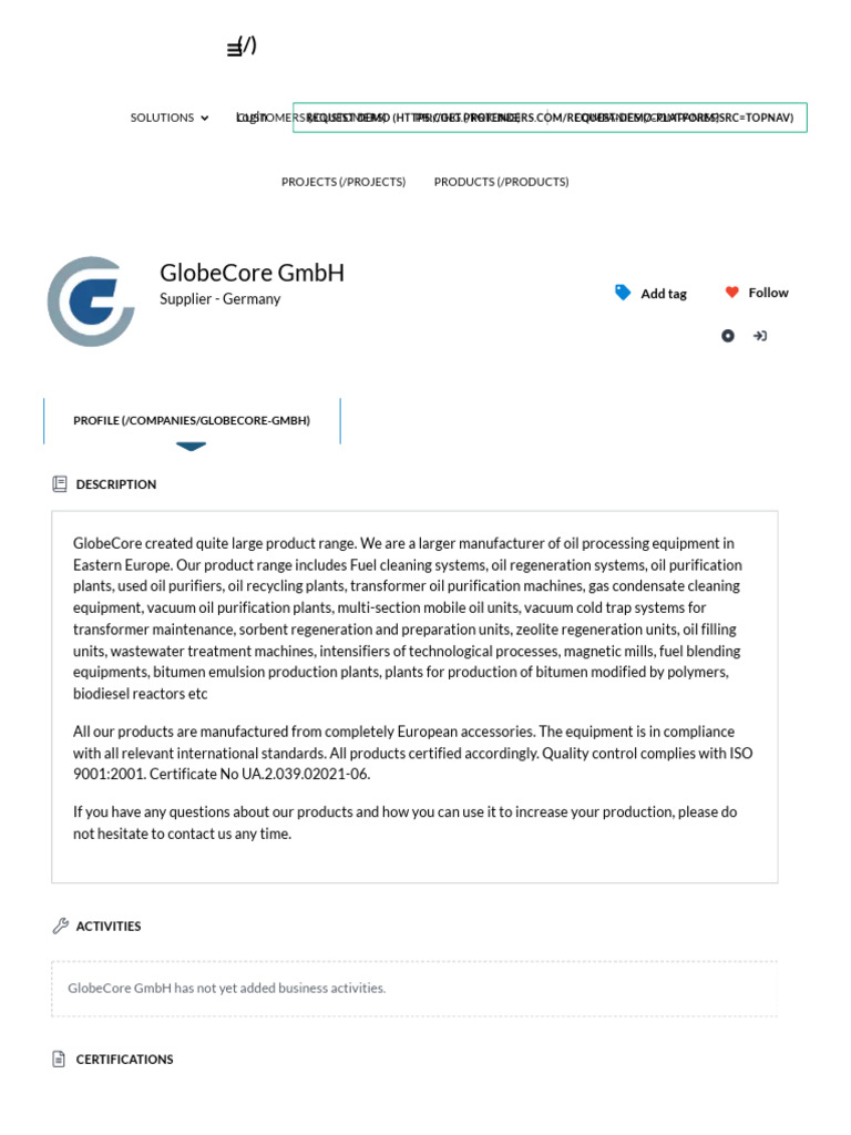 GlobeCore GMBH - ProTenders | PDF | Gulf Cooperation Council