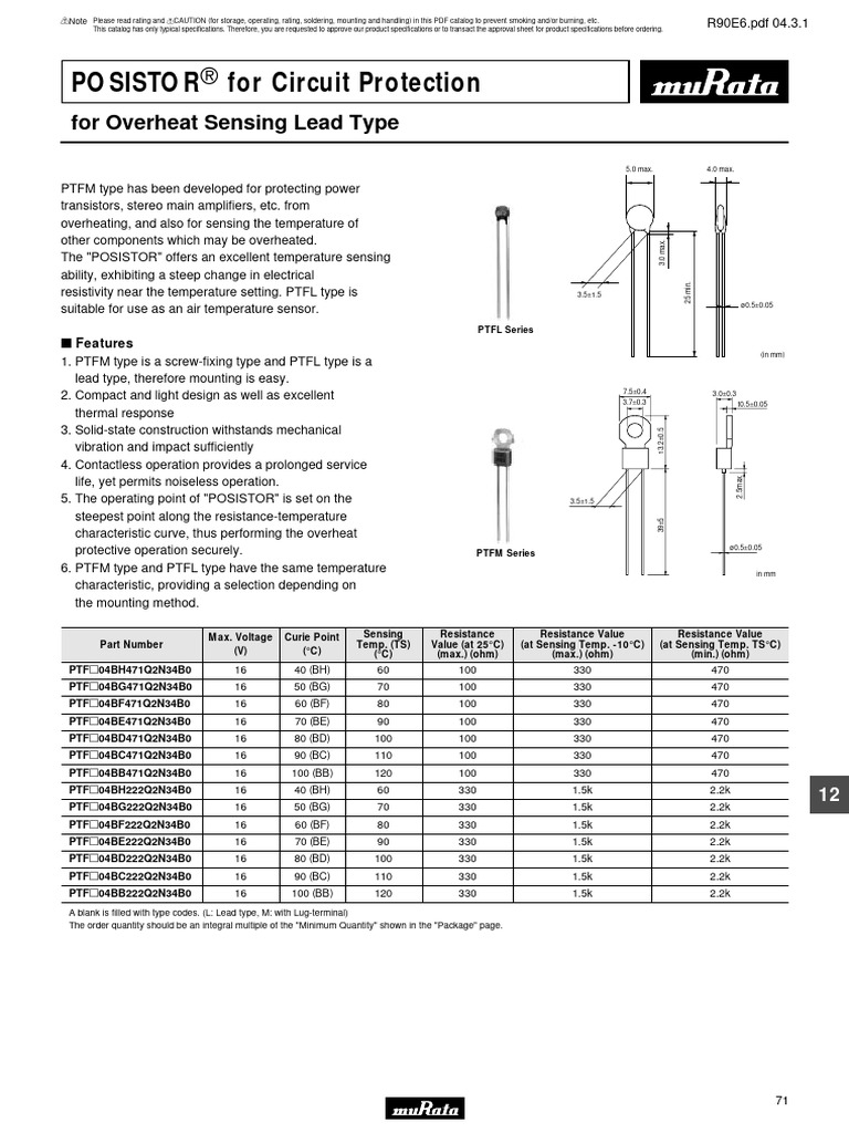 Posistor PTFM04BB222Q2N34B0 Dayasheey | PDF | Electrical Resistance And ...