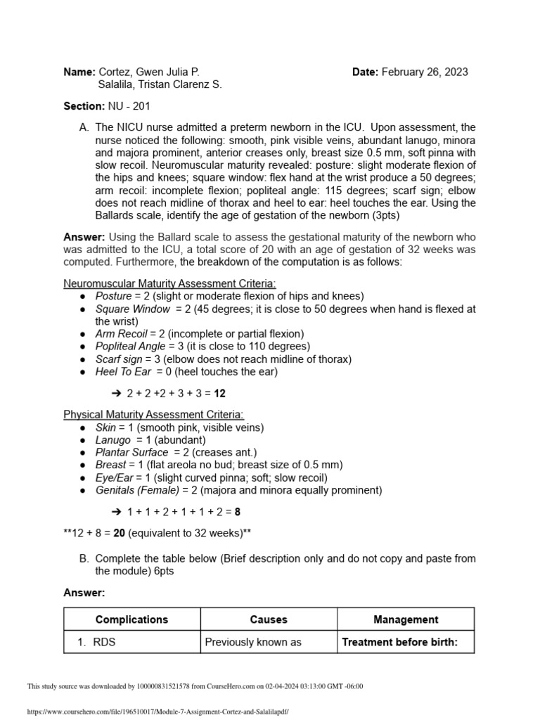 Module 7 Assignment Cortez and Salalila PDF | PDF | Breastfeeding | Red ...