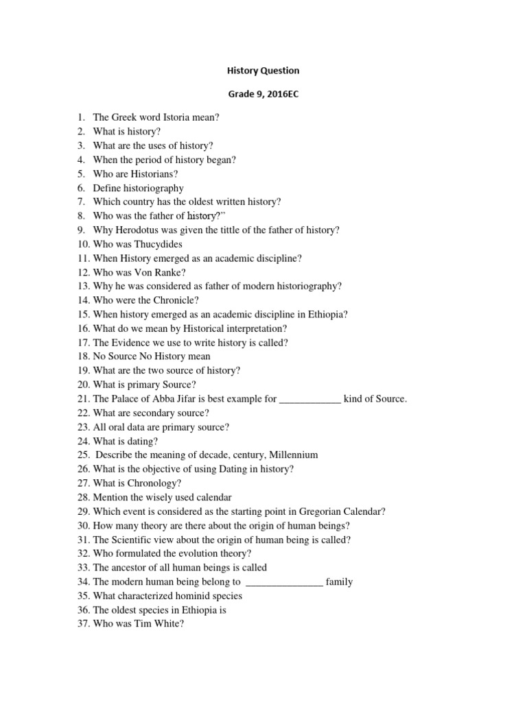 History Question2016 | PDF