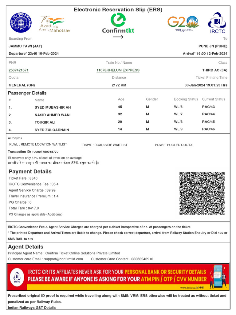 Train Ticket Details & Guidelines | PDF | Identity Document
