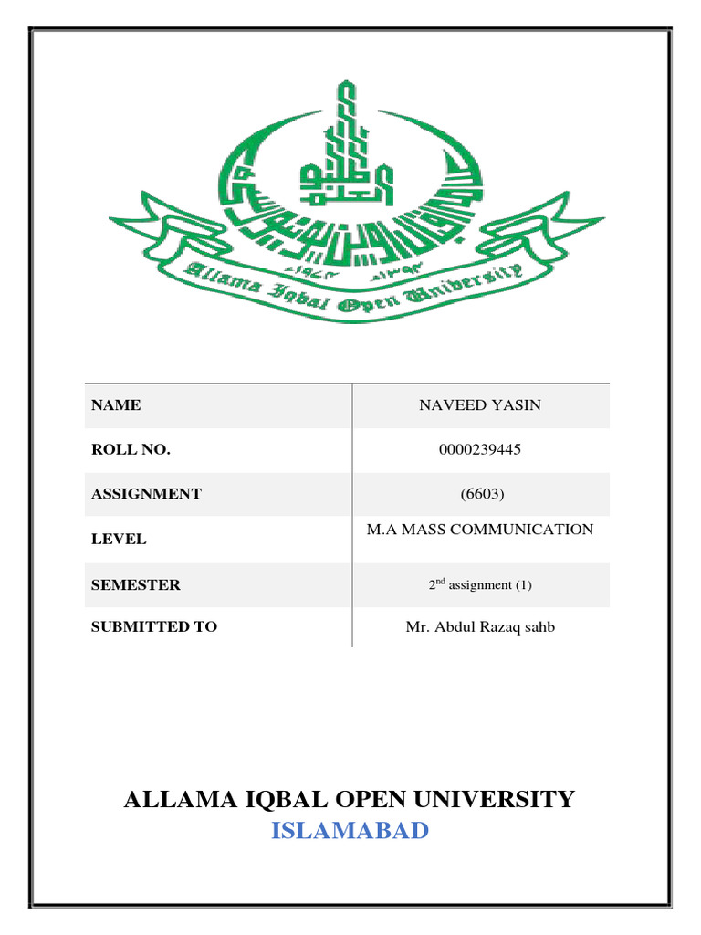 Assignment Naveed Yasin 6603 | PDF | Media (Communication) | Privacy Assignment Naveed Yasin 6603 | PDF | Media (Communication) | Privacy