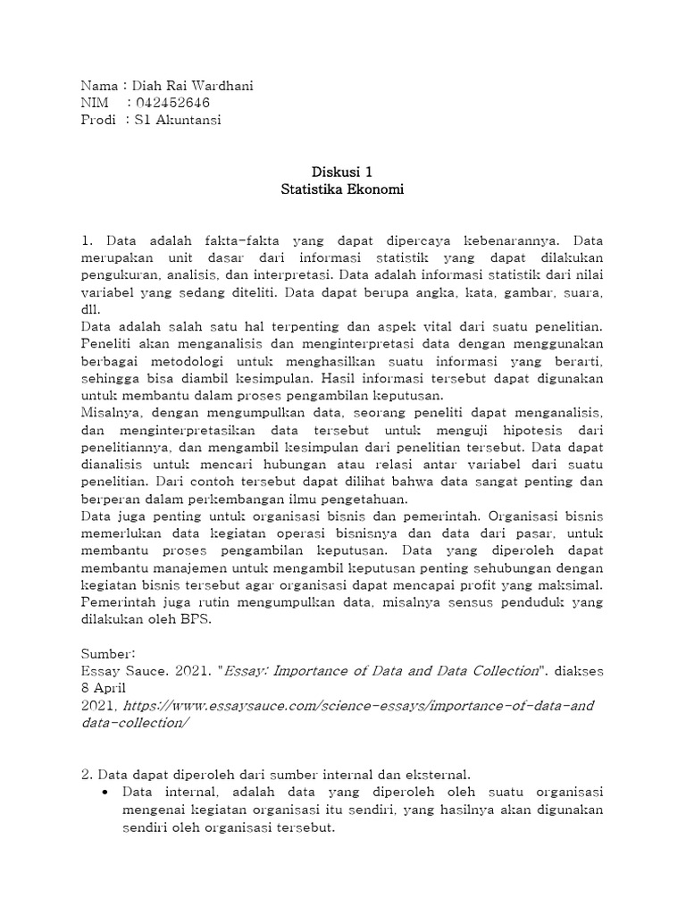 Diskusi 1-Statistika Ekonomi | PDF