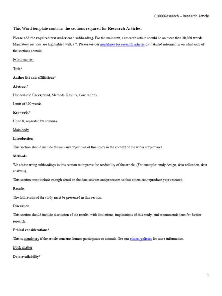 Research Article Template | PDF | Data | Academic Publishing