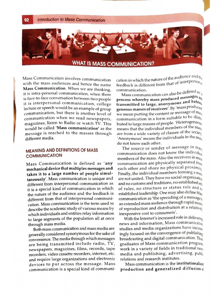 Mass Communication Notes | PDF