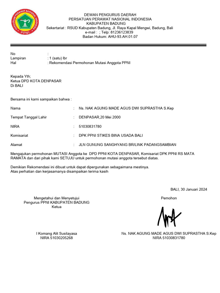 Surat Pengajuan Mutasi | PDF | Teaching Methods & Materials | Computers