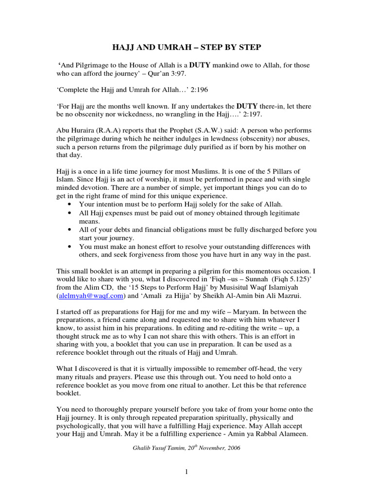 Hajj and Umrah Step by Step | PDF | Hajj | Islamic Jurisprudence