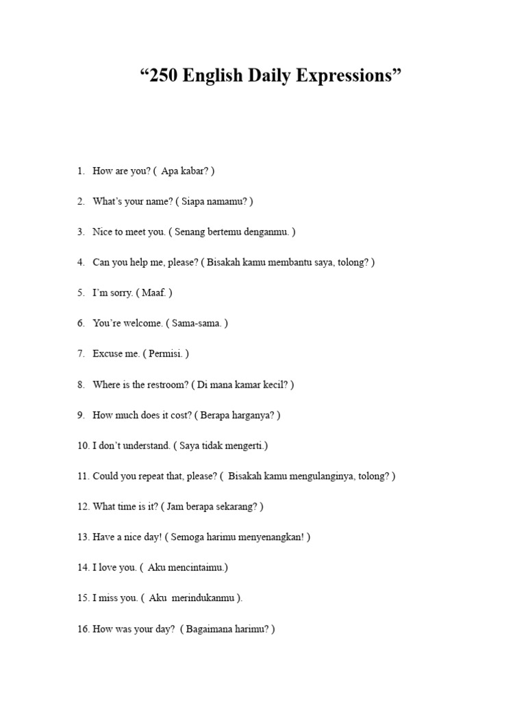 250 English Daily Expressions | PDF
