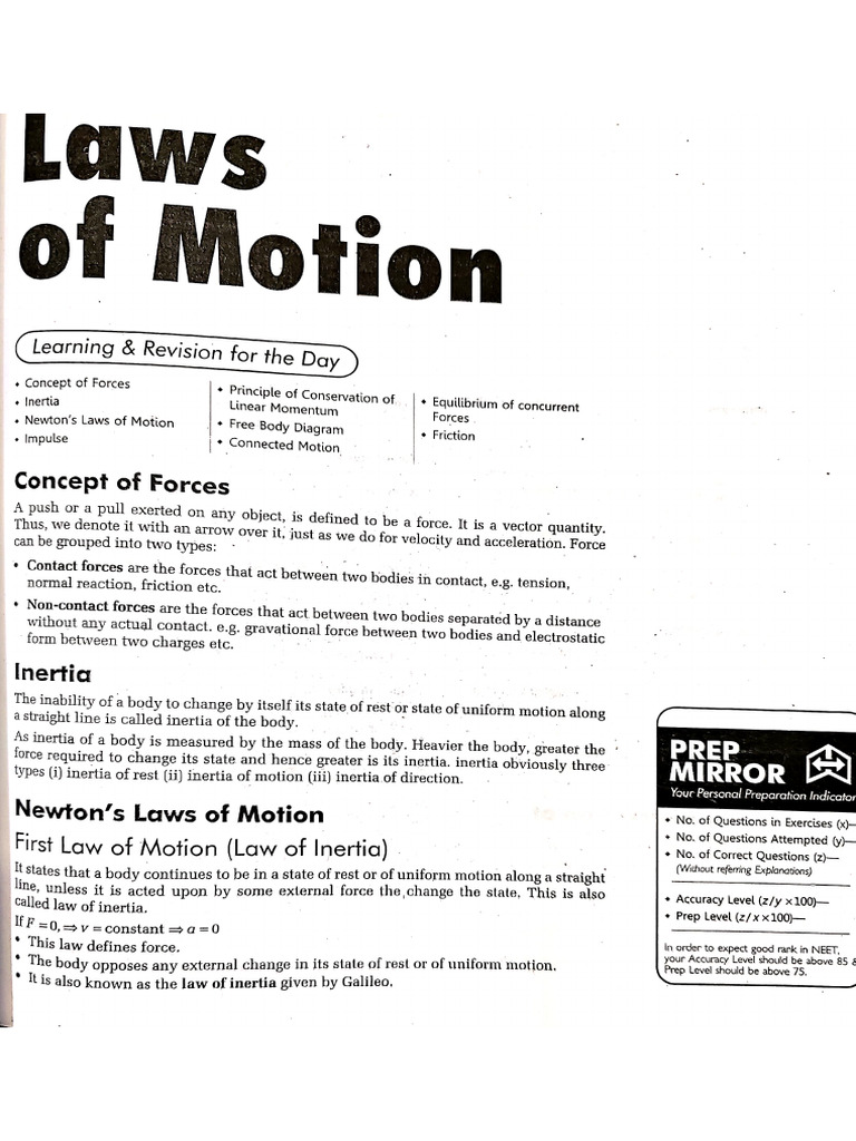 Laws of Motion Revision Series | PDF