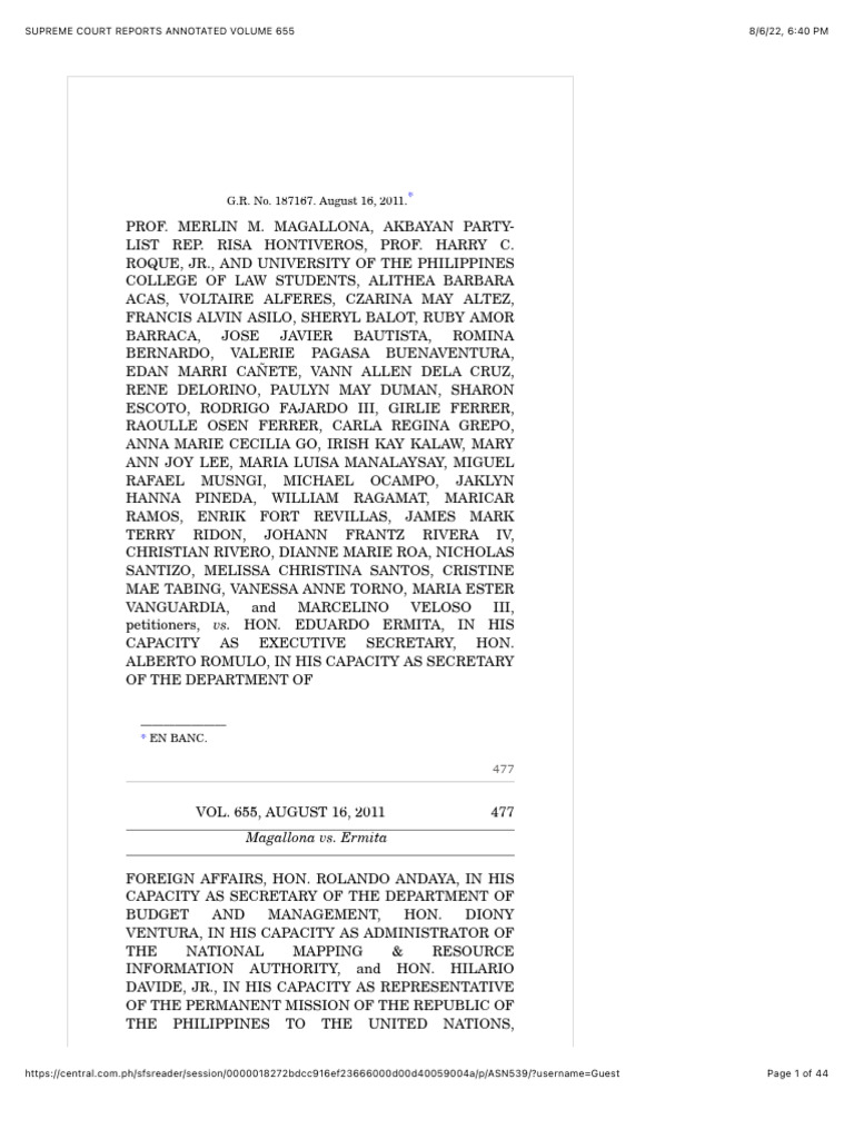 Magallona vs. Ermita, (G.R. No. 187167, August 16, 2011) | PDF ... Magallona vs. Ermita, (G.R. No. 187167, August 16, 2011) | PDF ...
