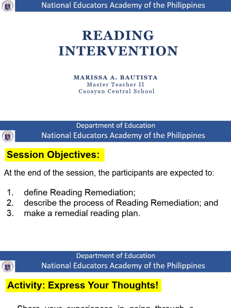 Project RESET-Reading Remediation Plan | PDF