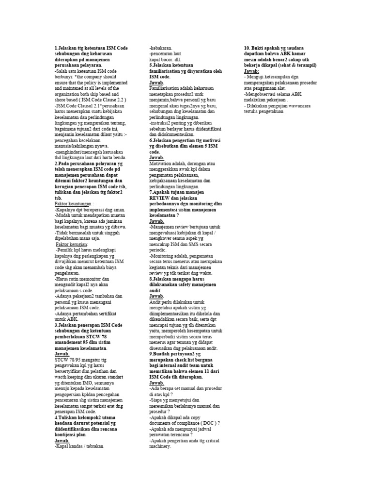 Penerapan ISM Code dalam Pelayaran | PDF | Bisnis | Teknologi & Rekayasa