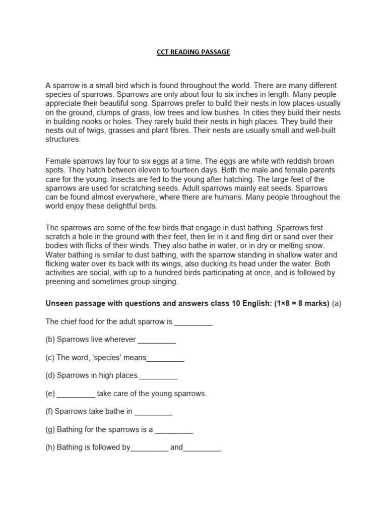 CCT Passage | PDF | Language Arts & Discipline | Home & Garden