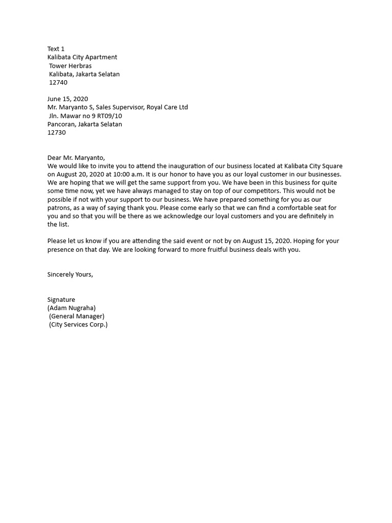 Example For Personal Letter | PDF
