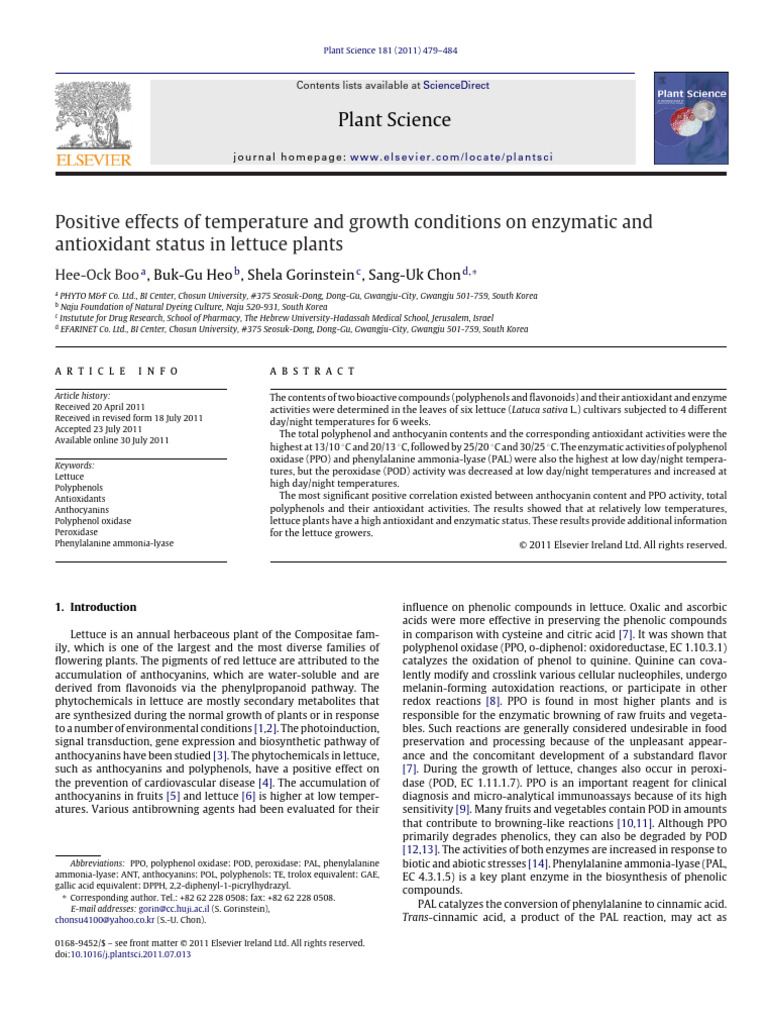 Positive Effects of Temperature and Growth Conditions On Enzymatic and ...