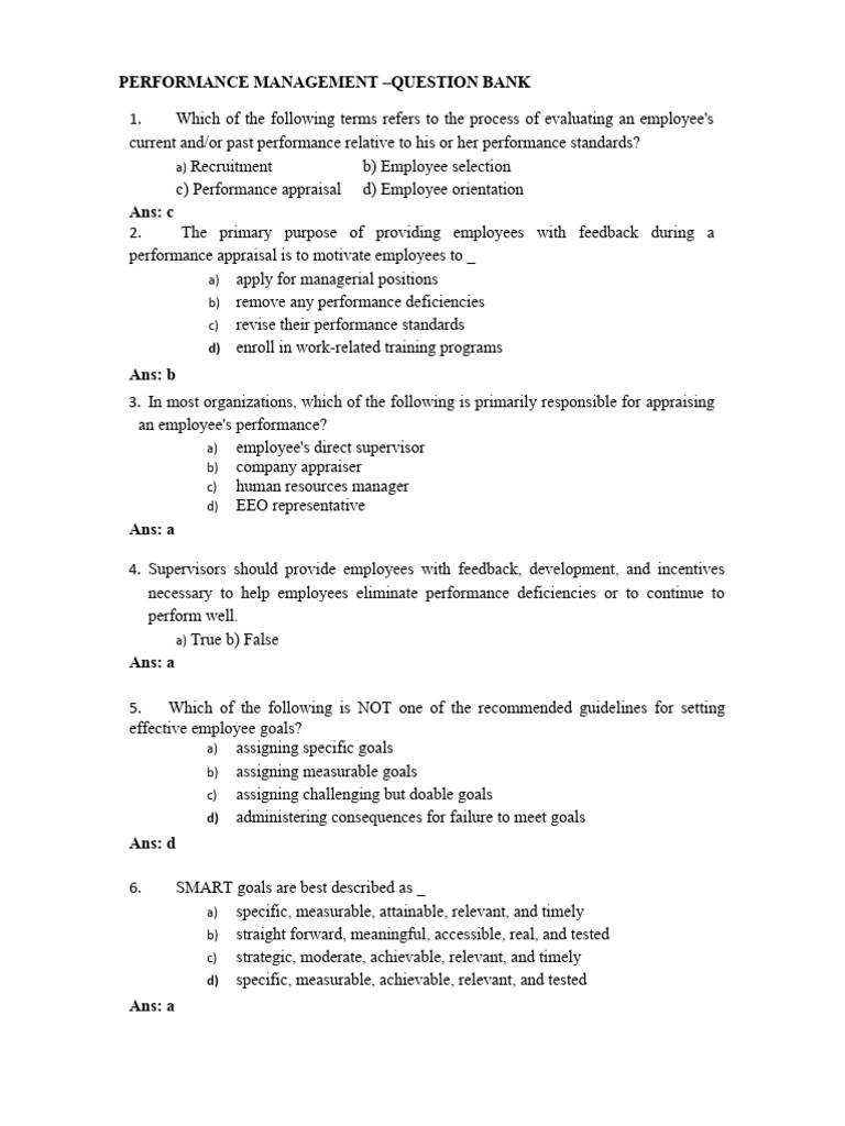 HR Performance Management MCQ | PDF | Performance Appraisal ...