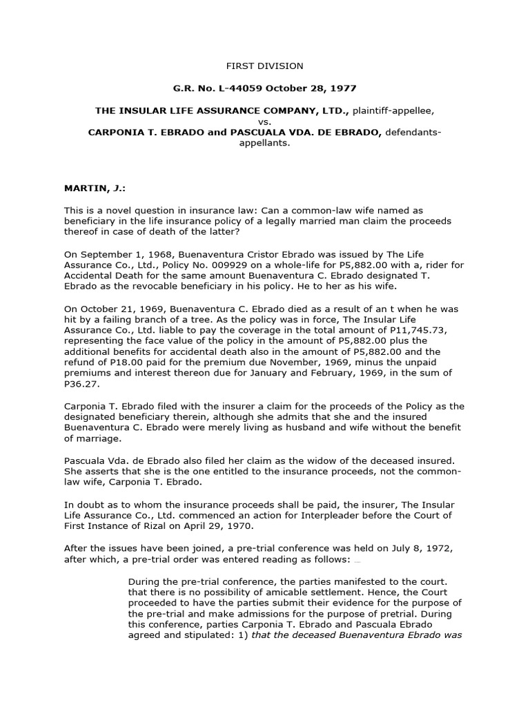 Cases - V. C. 3. | PDF | Life Insurance | Insurance