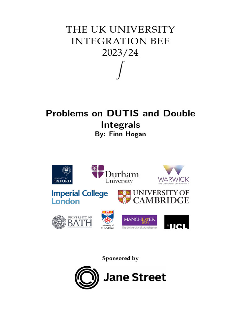 UK Integration Bee 2023/24 Problems | PDF