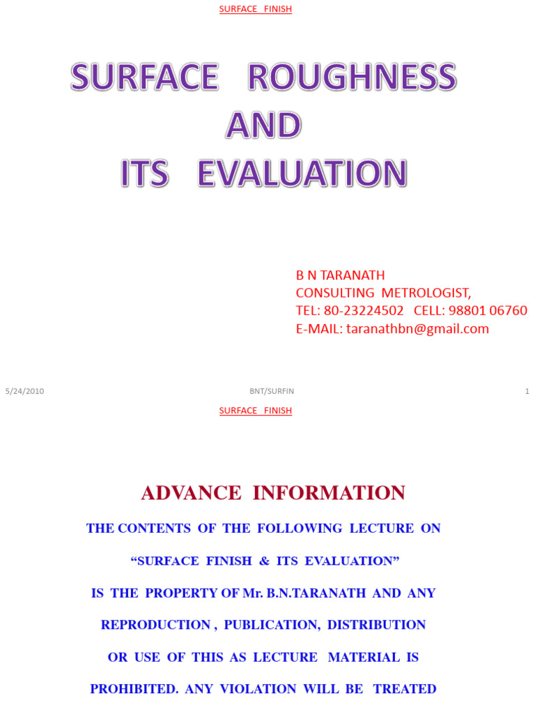 Surface Finish PDF | Download Free PDF | Surface Roughness | Machining