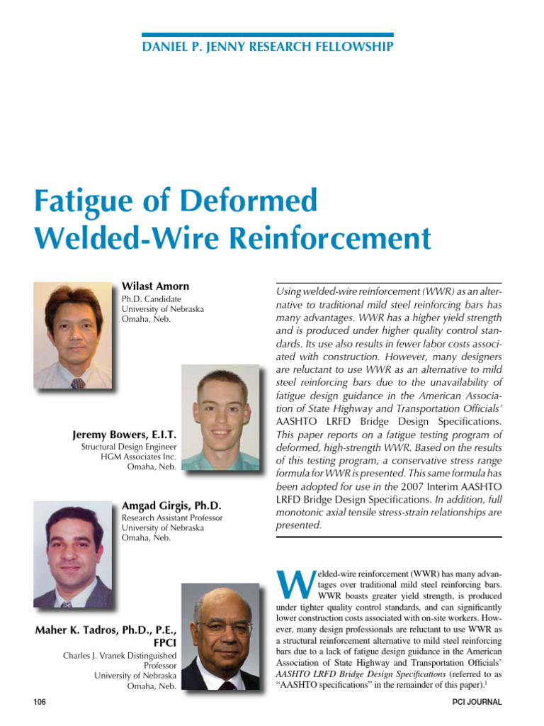 Fatigue of Deformed Welded-Wire Reinforcement | PDF | Strength Of ...