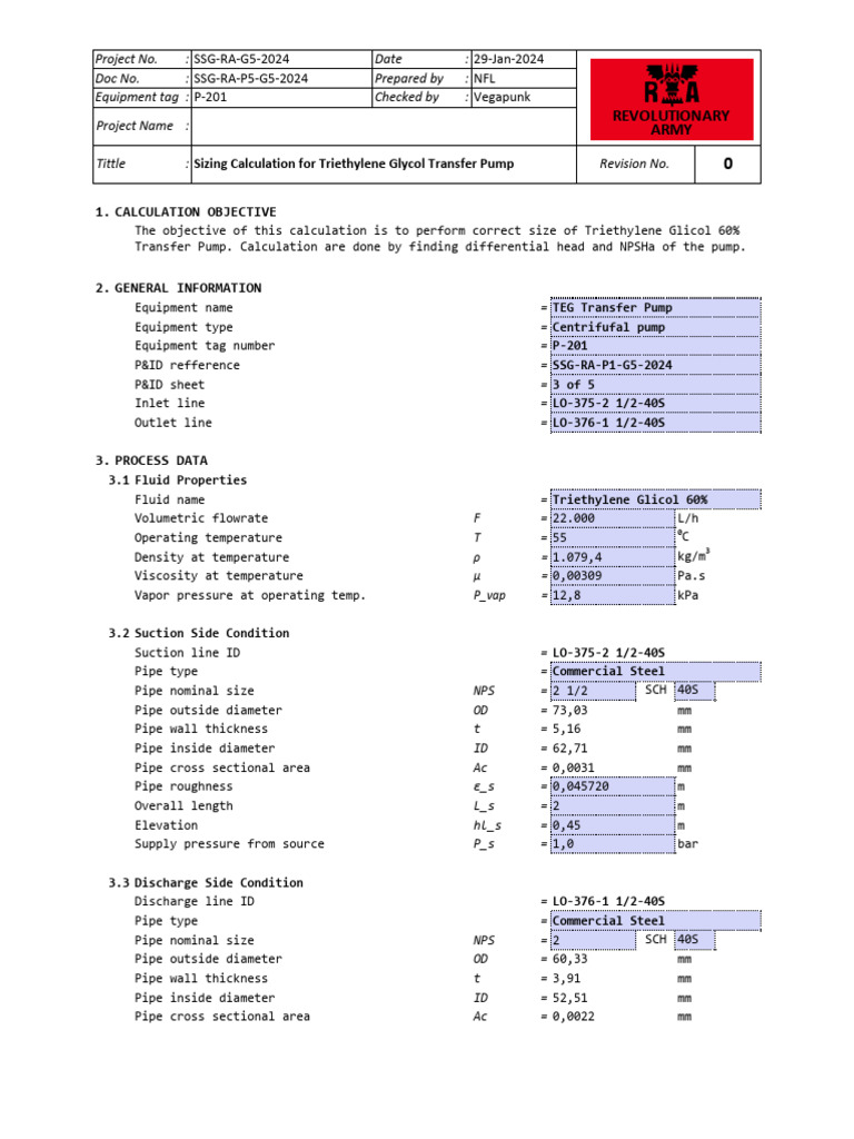 Pump Manual Calculation | PDF