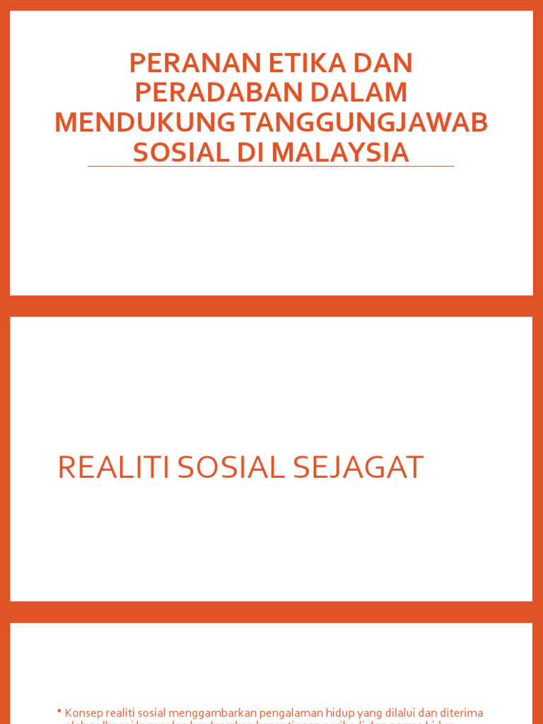 Peranan Etika Peradaban Mendukung Tanggungjawab Sosial Di Malaysia | PDF