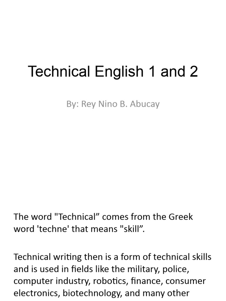 Understanding Technical English 1 & 2 | PDF