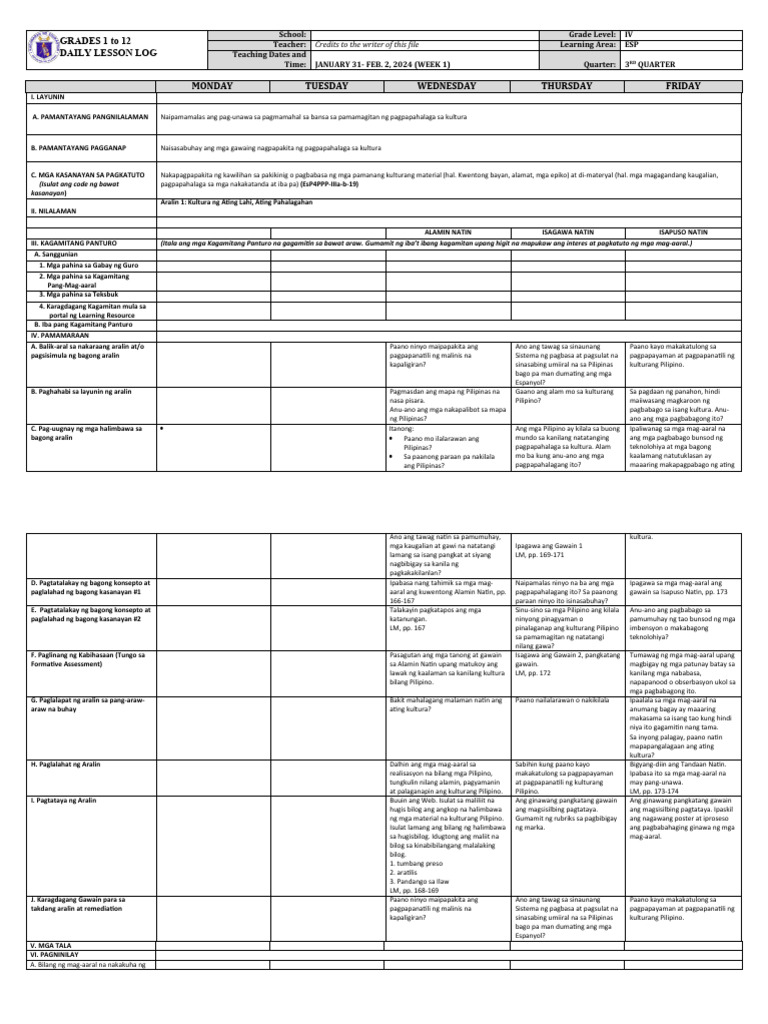 DLL - Esp 4 - Q3 - W1 | PDF