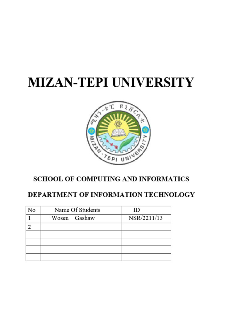Mizan-Tepi University: School of Computing and Informatics Department ...