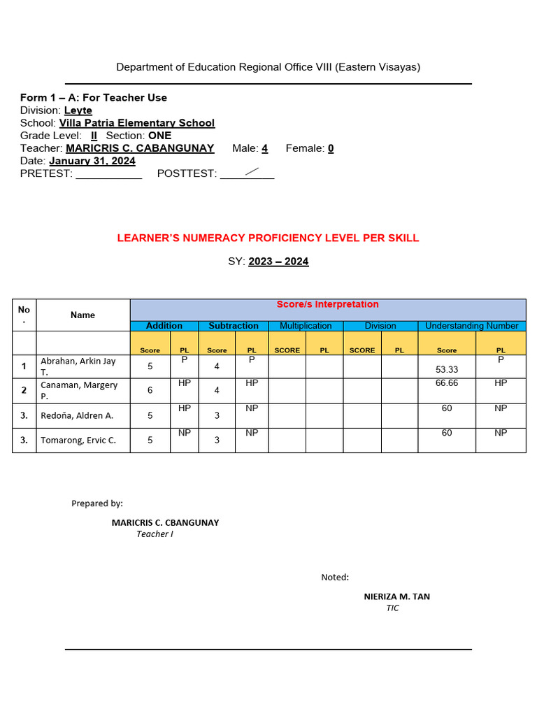 Numeracy Test Form New-G2 | PDF